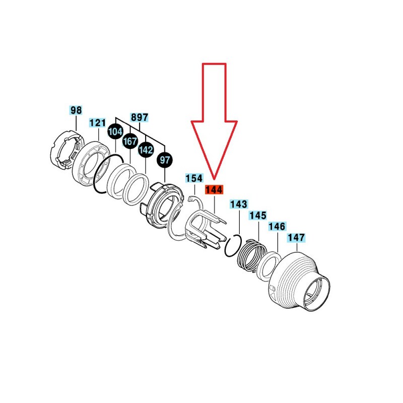 Anel de Garra 1610241001 P/ Martelo Bosch 11332 Original